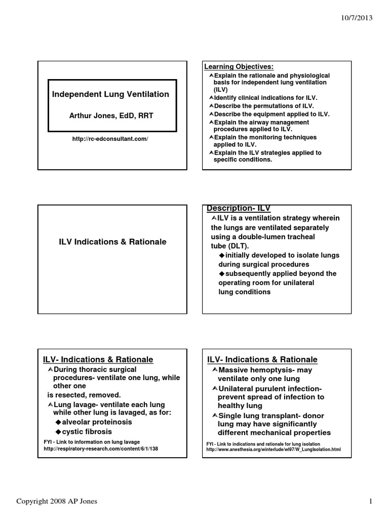 Independent Lung Ventilation: ILV Is A Ventilation Strategy Wherein ...