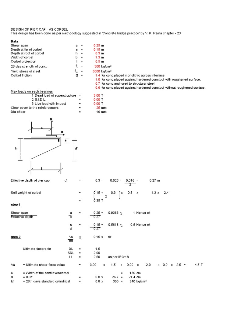 Design of Pier Cap Corbel Reinforcement | PDF | Economic Sectors ...