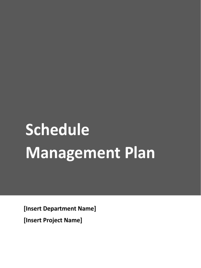 3.1 Supporting Schedule Management Plan Template With Instructions ...