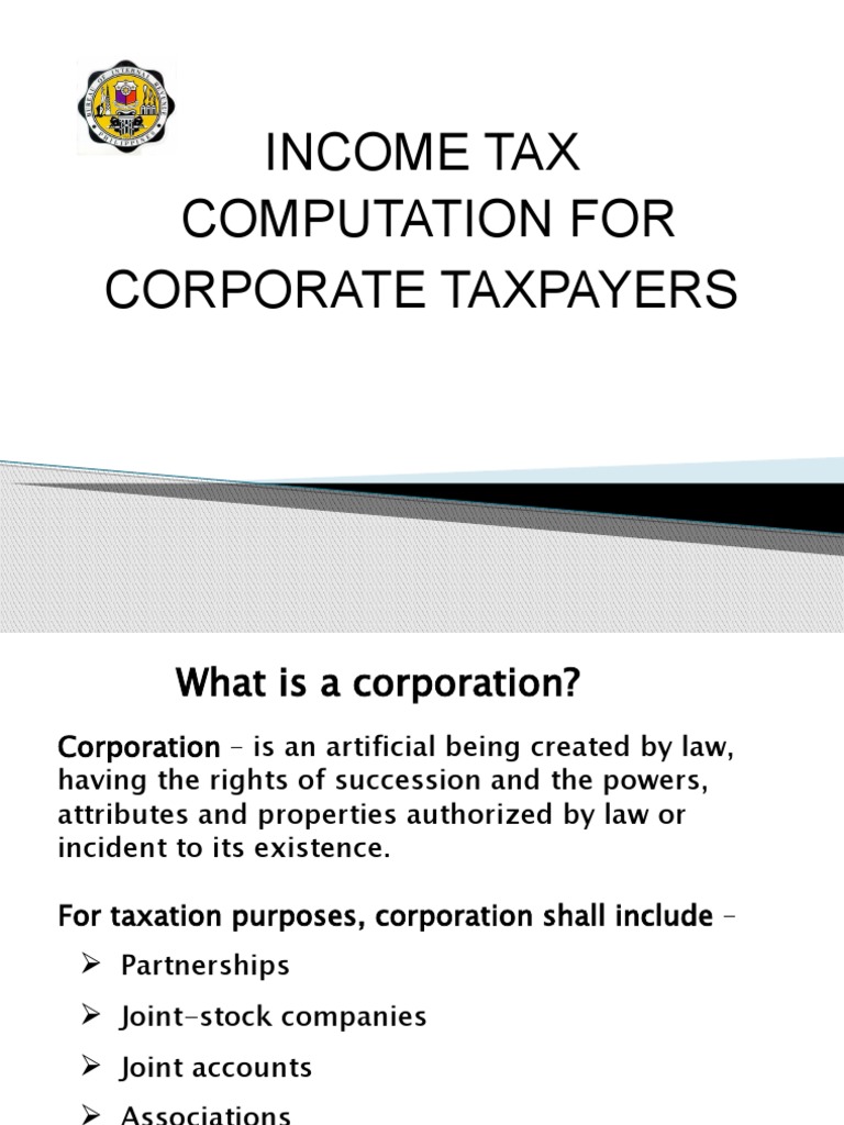 Income Tax Computation For Corporate Taxpayers | PDF | Corporate Tax In ...