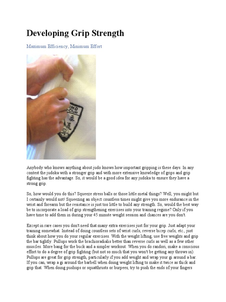 Developing Grip Strength: Maximum Efficiency, Minimum Effort | PDF | Weight Training | Judo