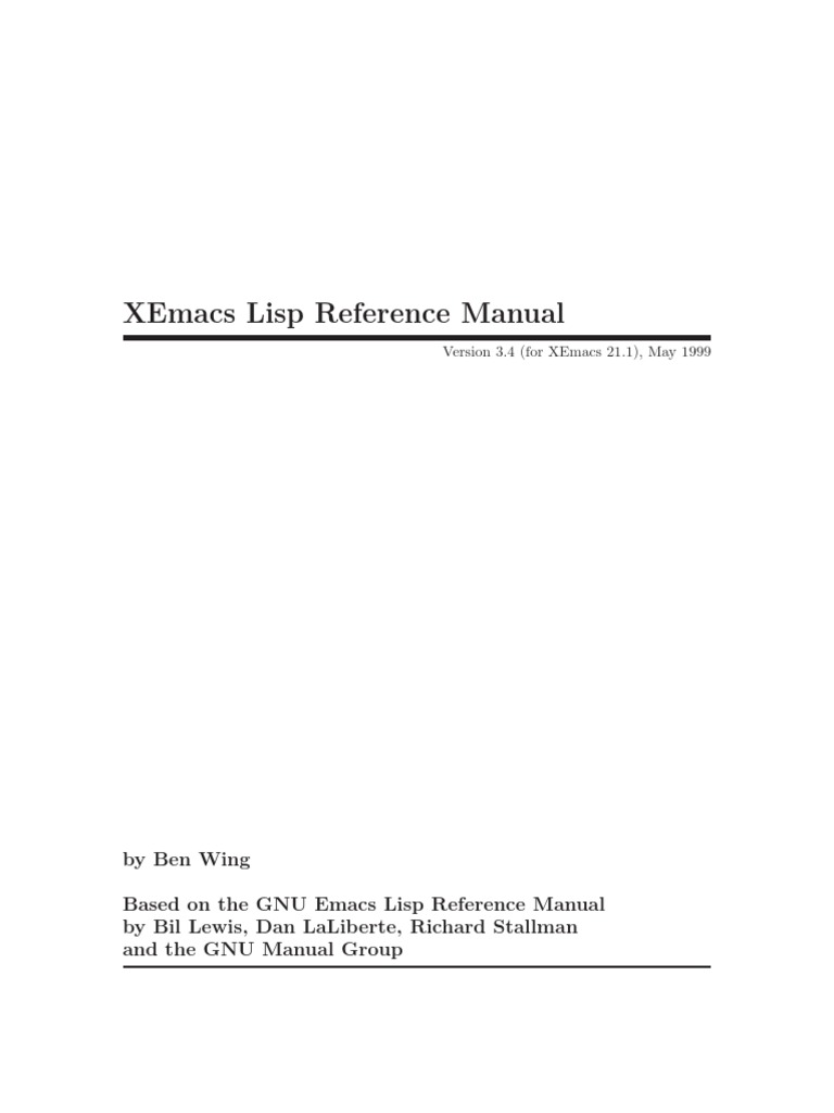 Xemacs Lisp Reference Manual Pdf Gnu Scope Computer Science
