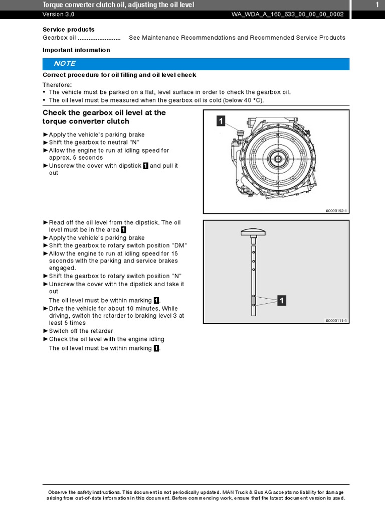 Gearbox Oil Level Check Procedure | PDF