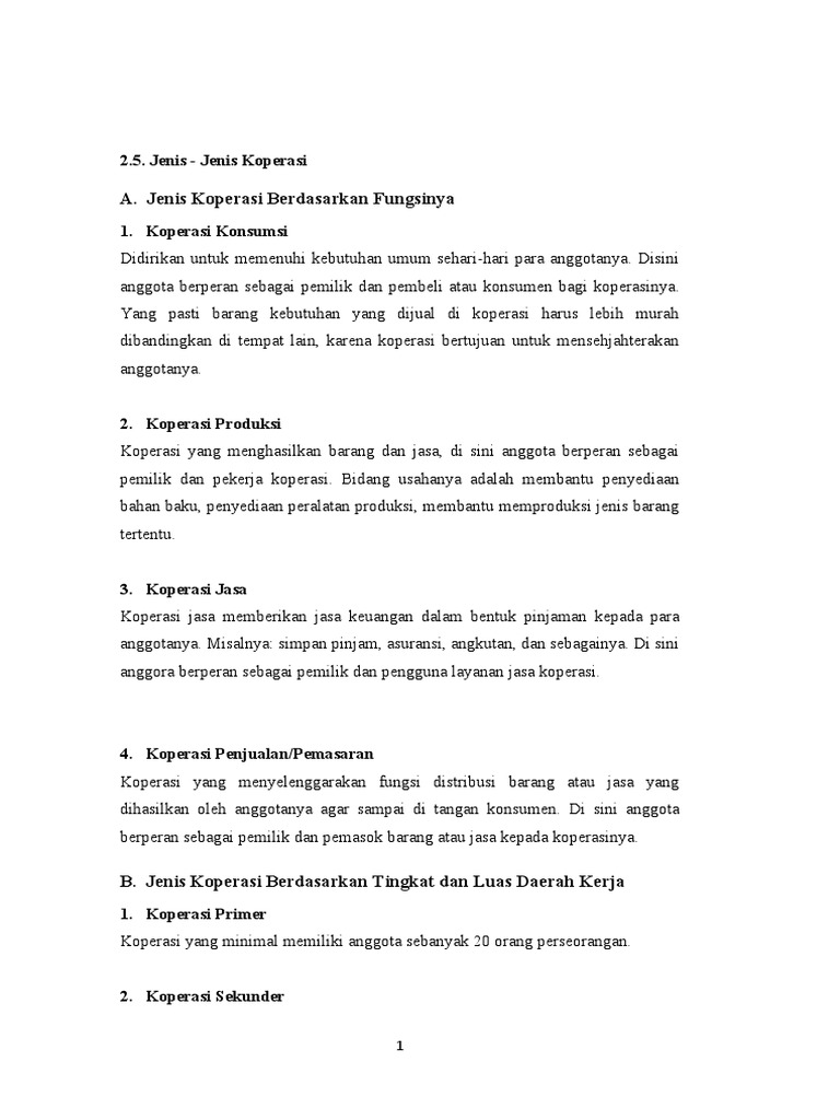 Jenis Jenis Koperasi | PDF