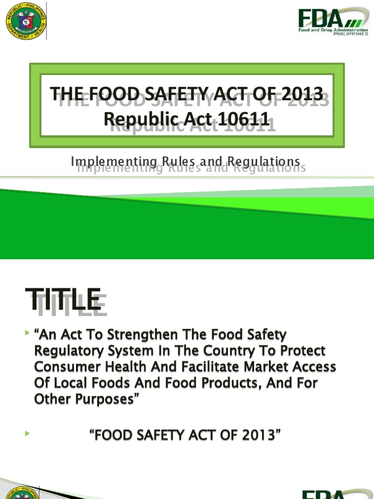 Food Safety Act and IRR | PDF | Food Safety | Safety