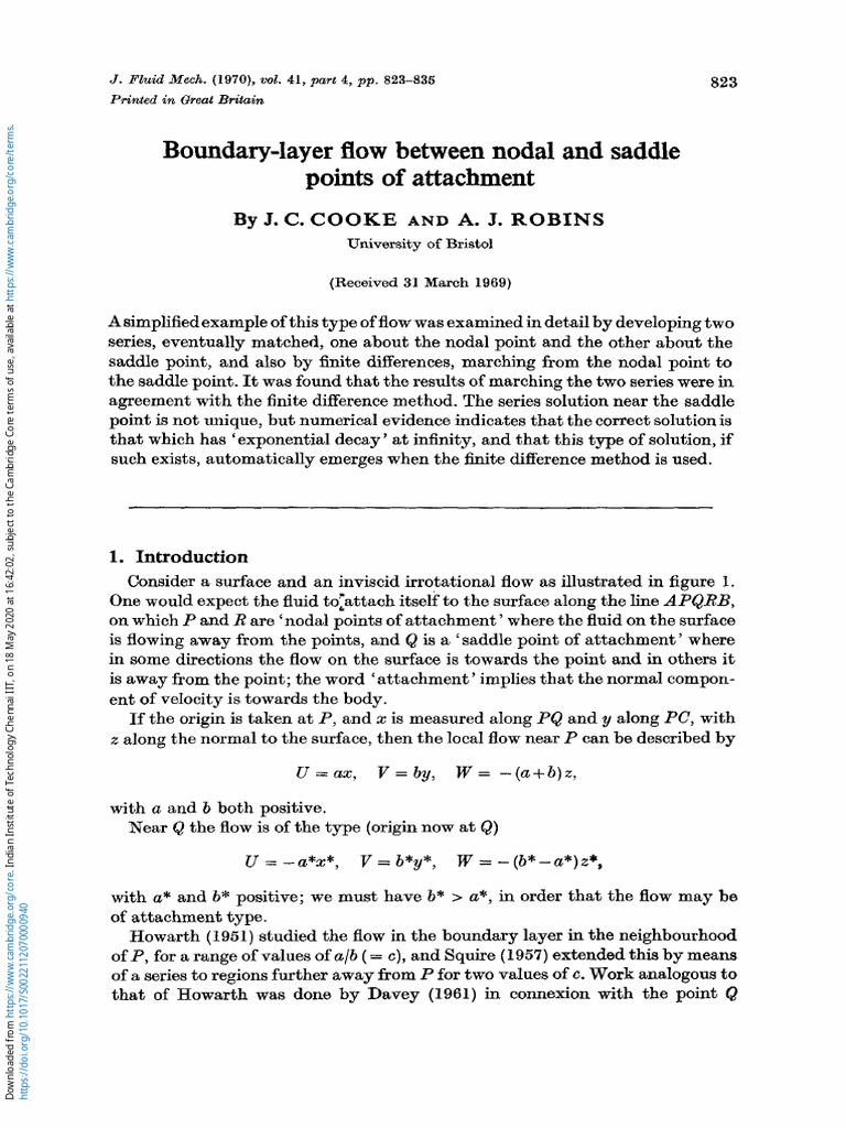 Analysis of Boundary-Layer Flow Between Nodal and Saddle Points of Attachment Using Matched ...