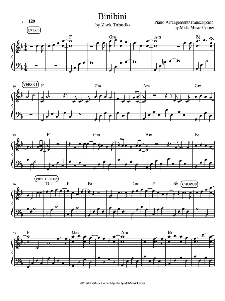 Binibini by Zack Tabudlo Sheet Music | PDF