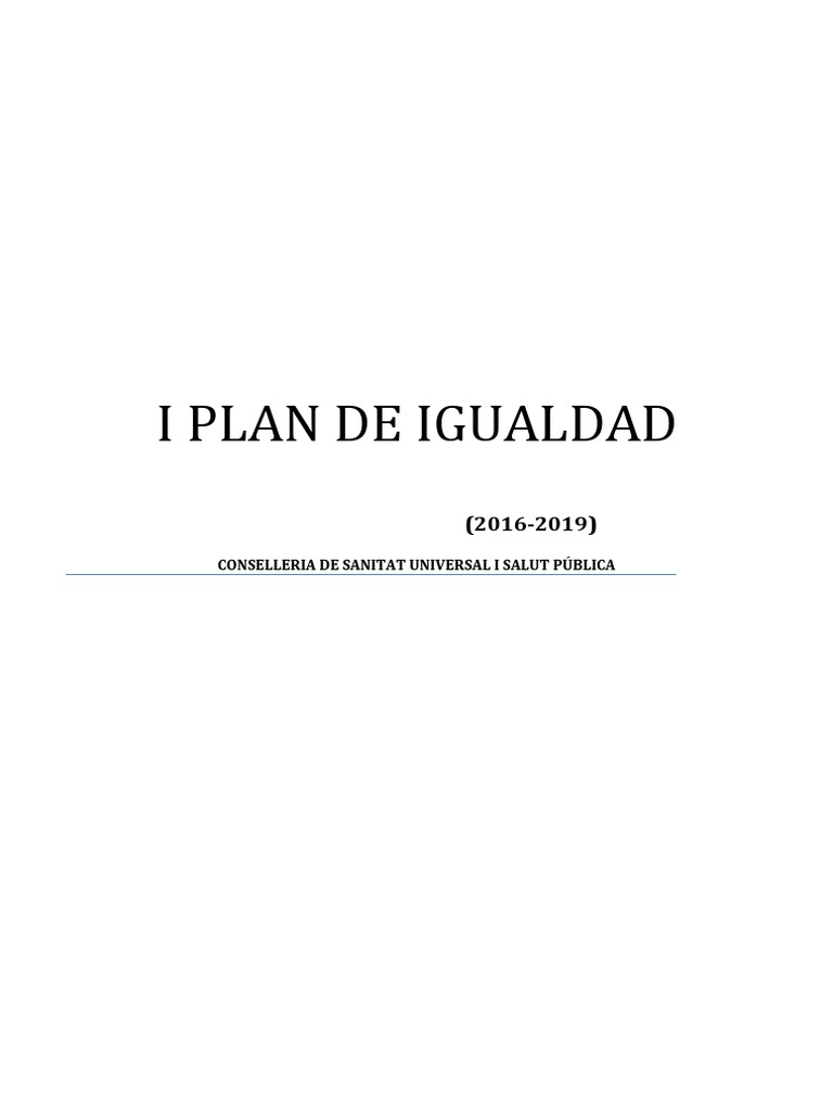 Tema 04 Plan de Igualdad Conselleria Sanitat 2016 2019 | PDF | Igualdad de género | Estudios de ...