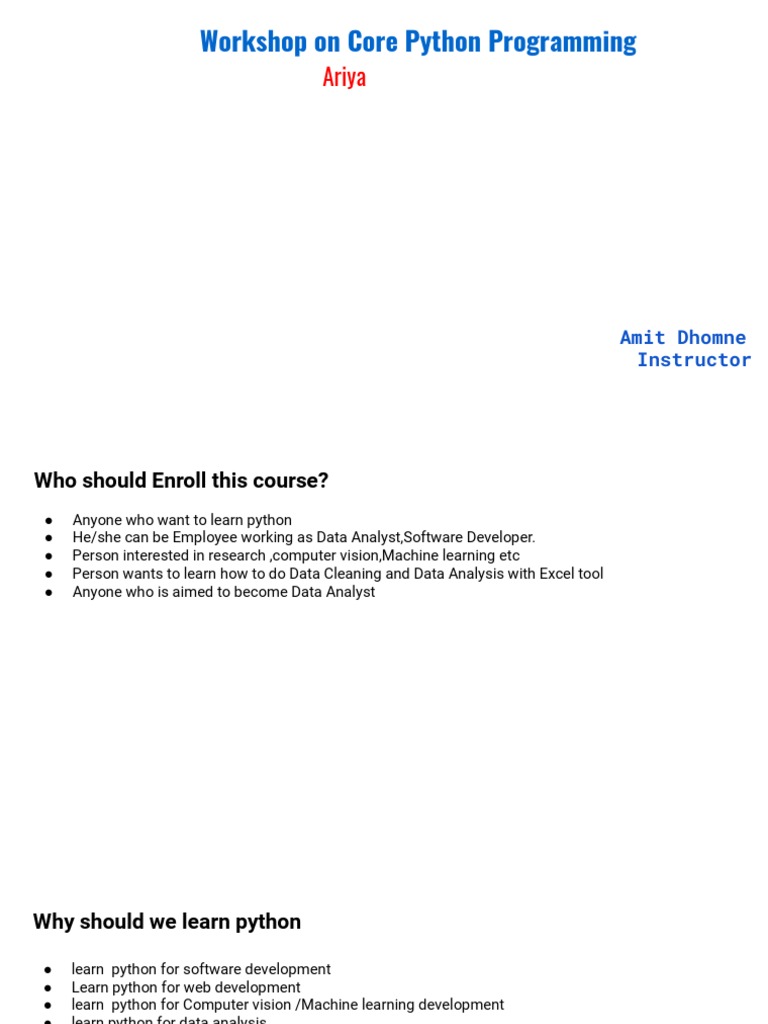 Python Workshop | PDF