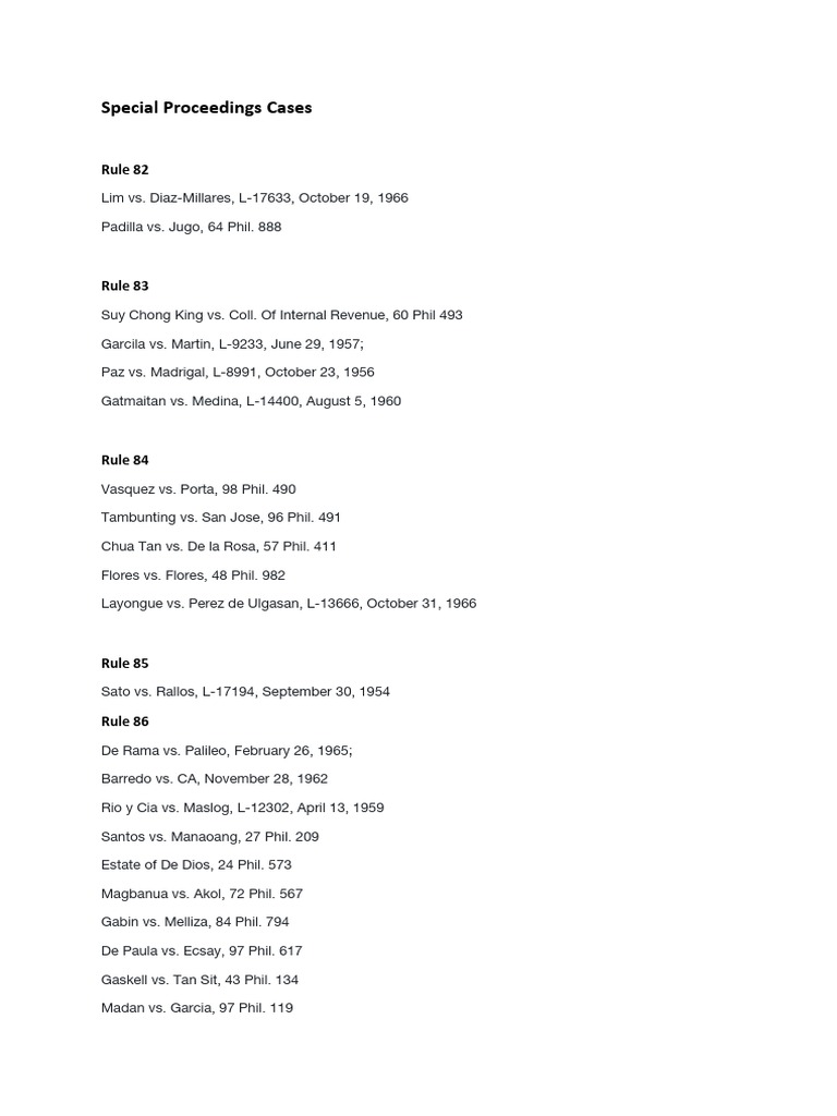 Overview of Special Proceedings Cases | PDF