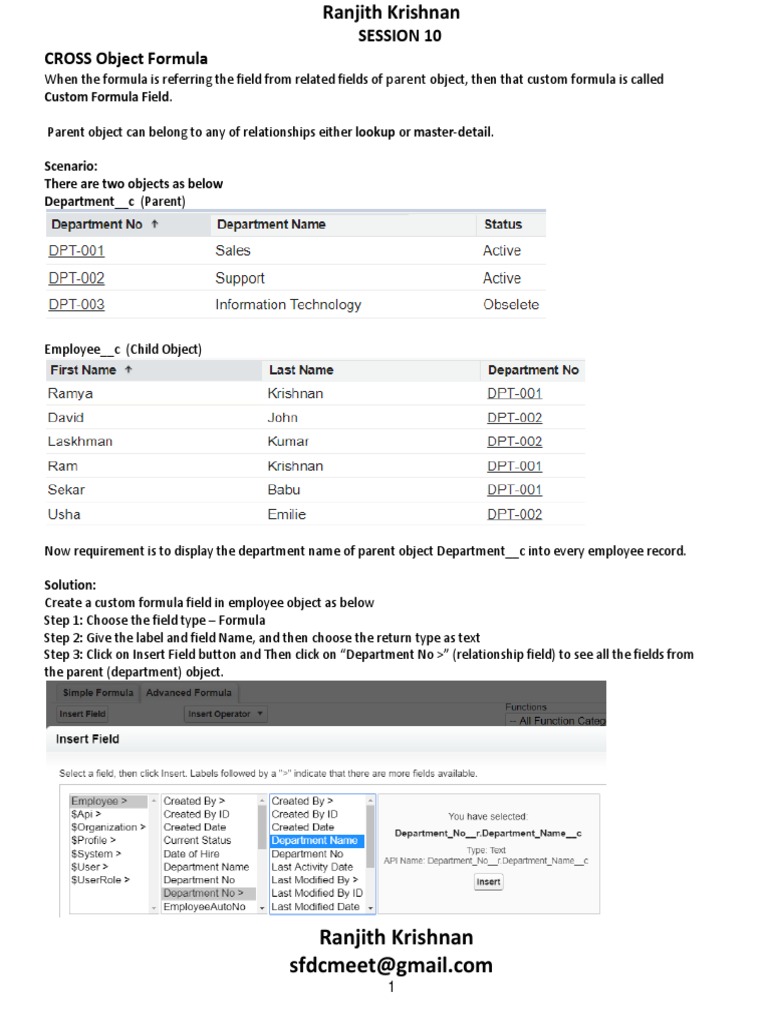 Ranjith Krishnan: Session 10 CROSS Object Formula | PDF | Computing | Cyberspace
