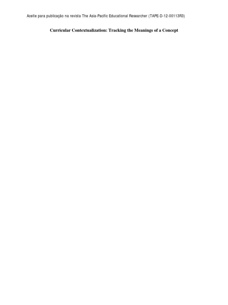 Curricular Contextualization: Tracking The Meanings of A Concept | PDF ...