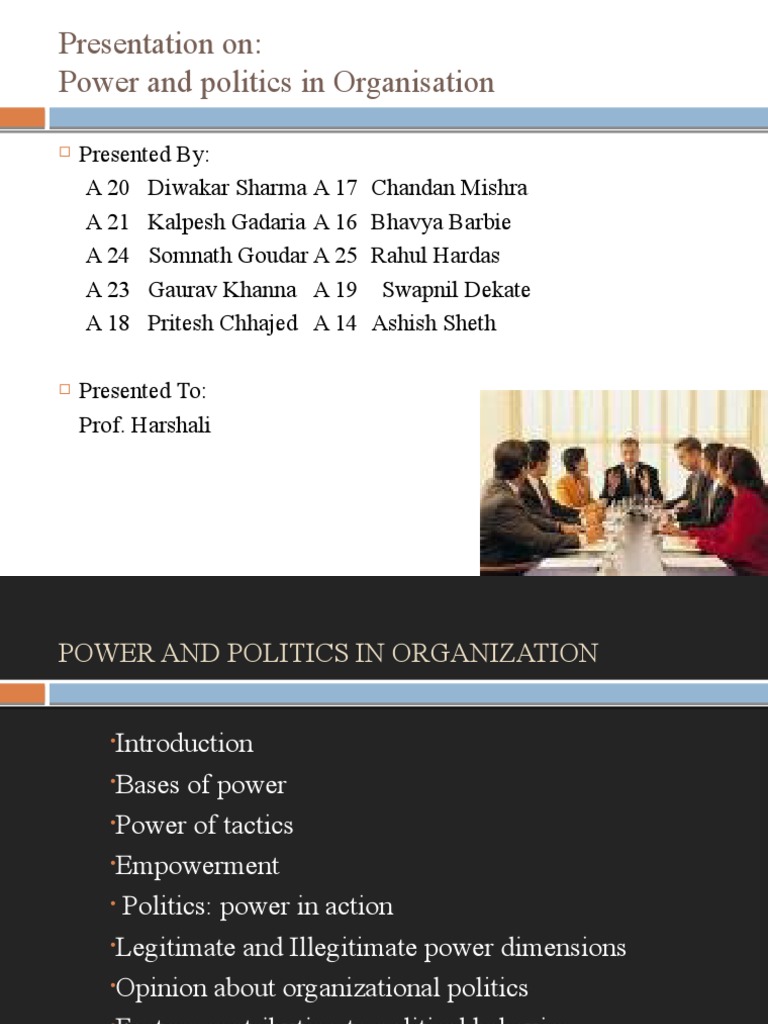 Presentation On: Power and Politics in Organisation | PDF | Power ...
