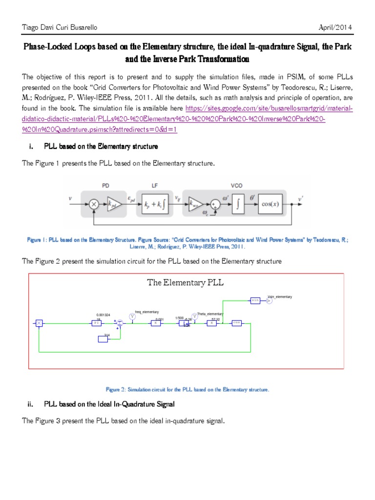 Plls Elementary Park Inverse Park In Quadrature Pdf Information And Communications 