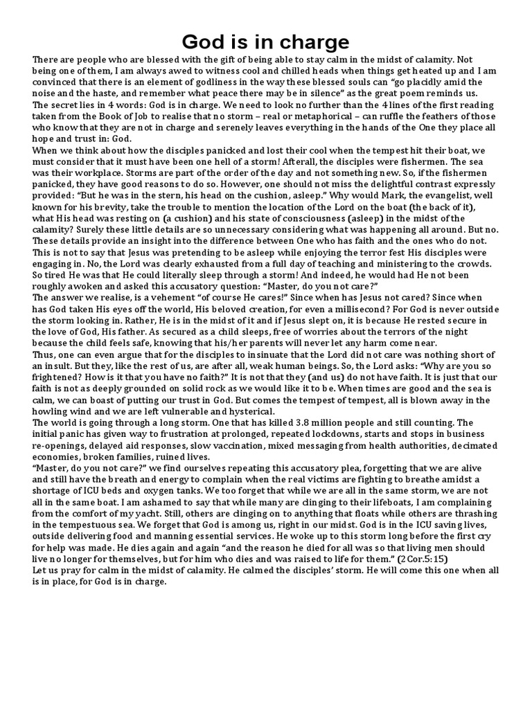 God Is in Charge | PDF | Jesus | Religion And Belief
