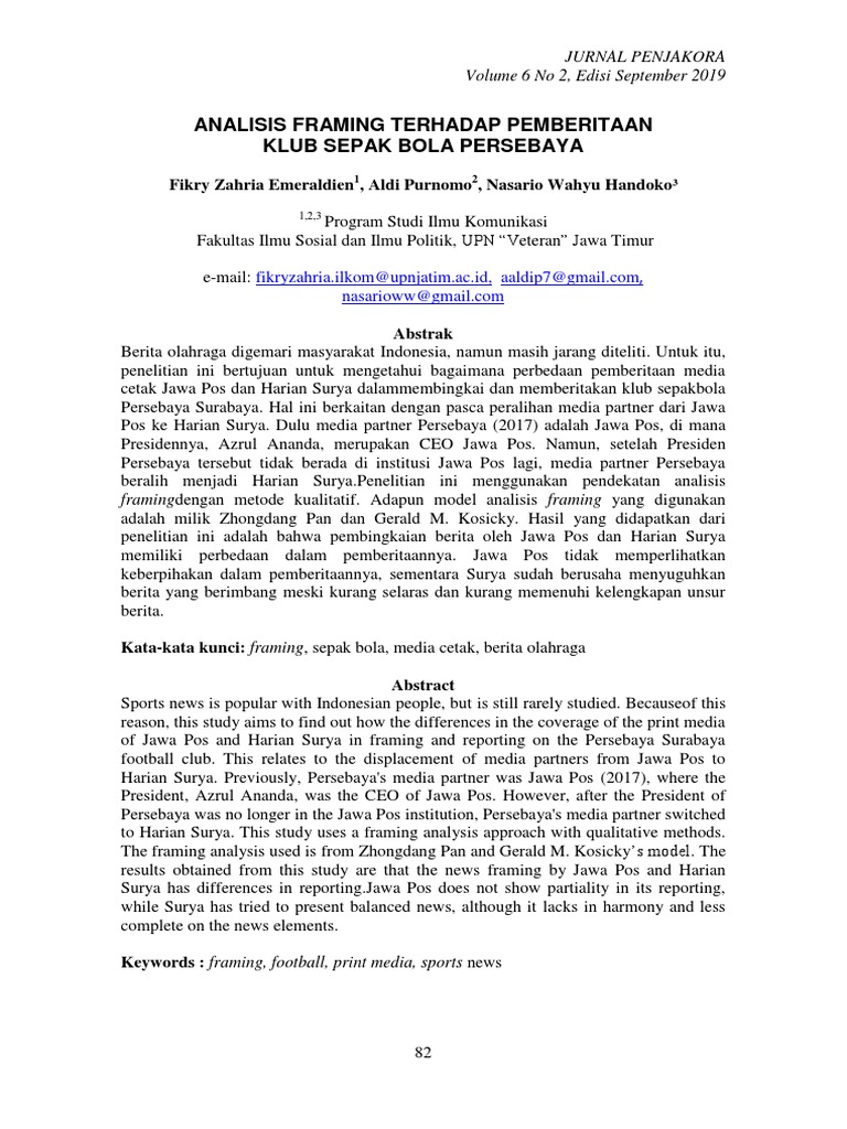 Jurnal Analisis Framing Terhadap Pemberitaan | PDF