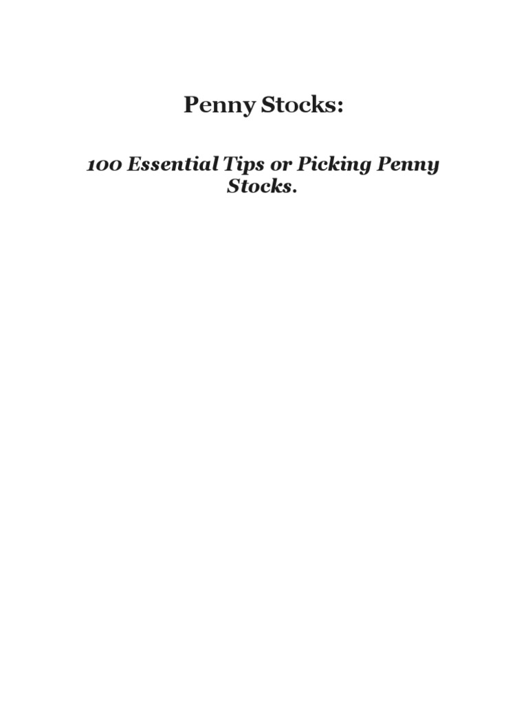 Penny Stock Tips for New Investors | PDF | Stocks | Stock Trader