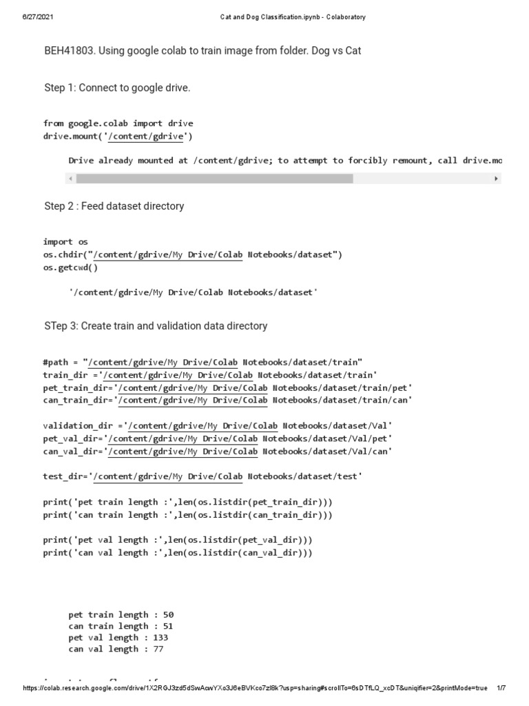 BEH41803. Using Google Colab To Train Image From Folder. Dog Vs Cat Step 1: Connect To Google ...