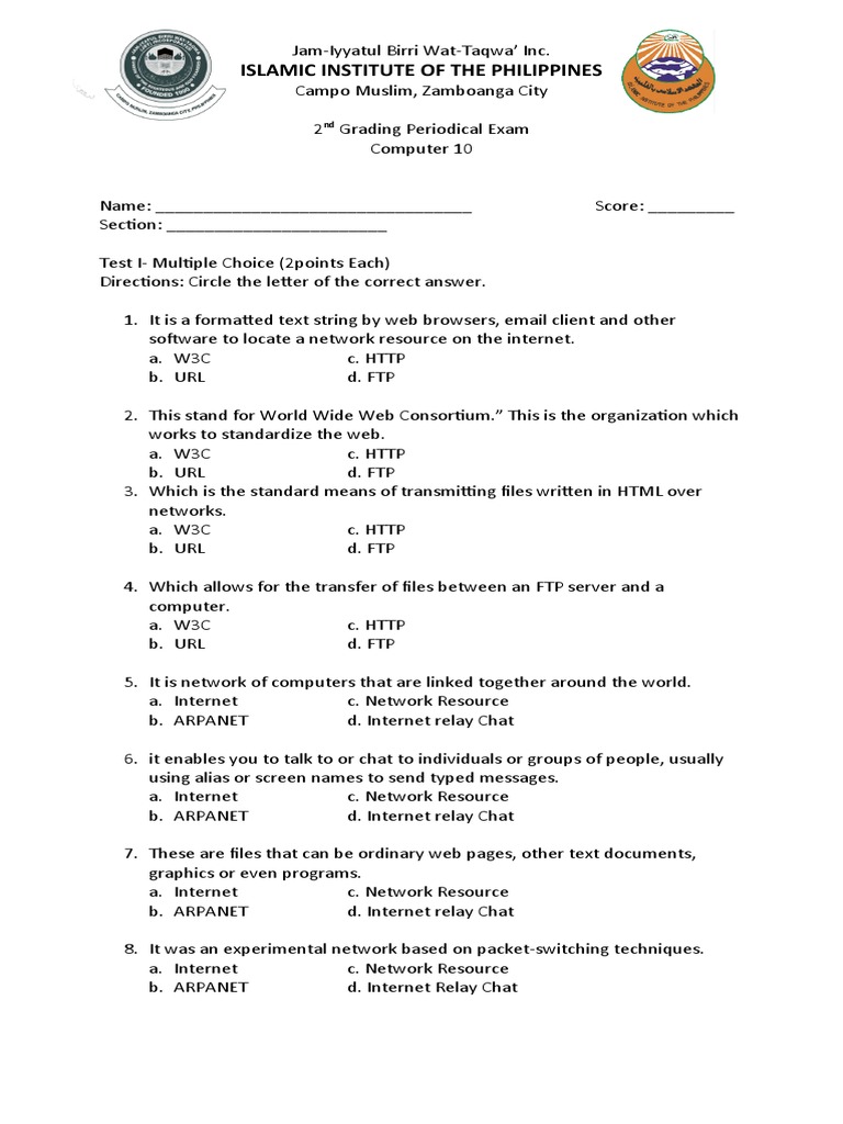 2nd Unit Test | PDF | World Wide Web | Internet & Web