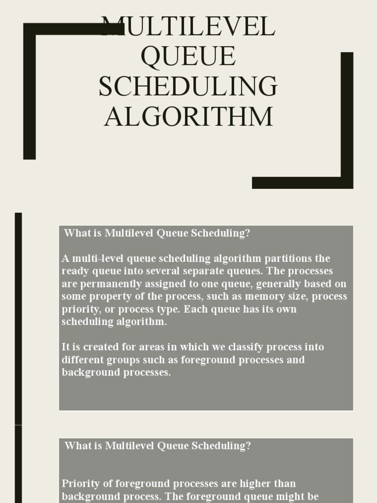 Multilevel Queue Scheduling Algorithm Pdf Scheduling Computing Computing