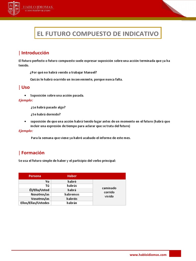 Futuro Compuesto | PDF | Verbo | Lingüística