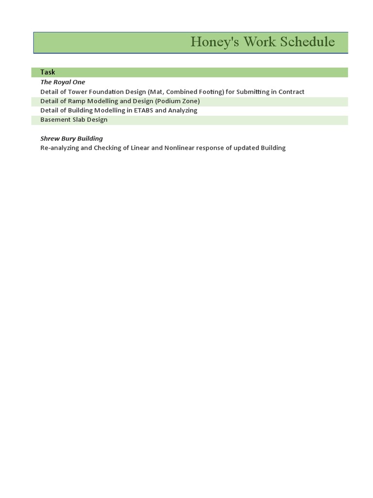 Honey's Work Schedule: The Royal One | PDF