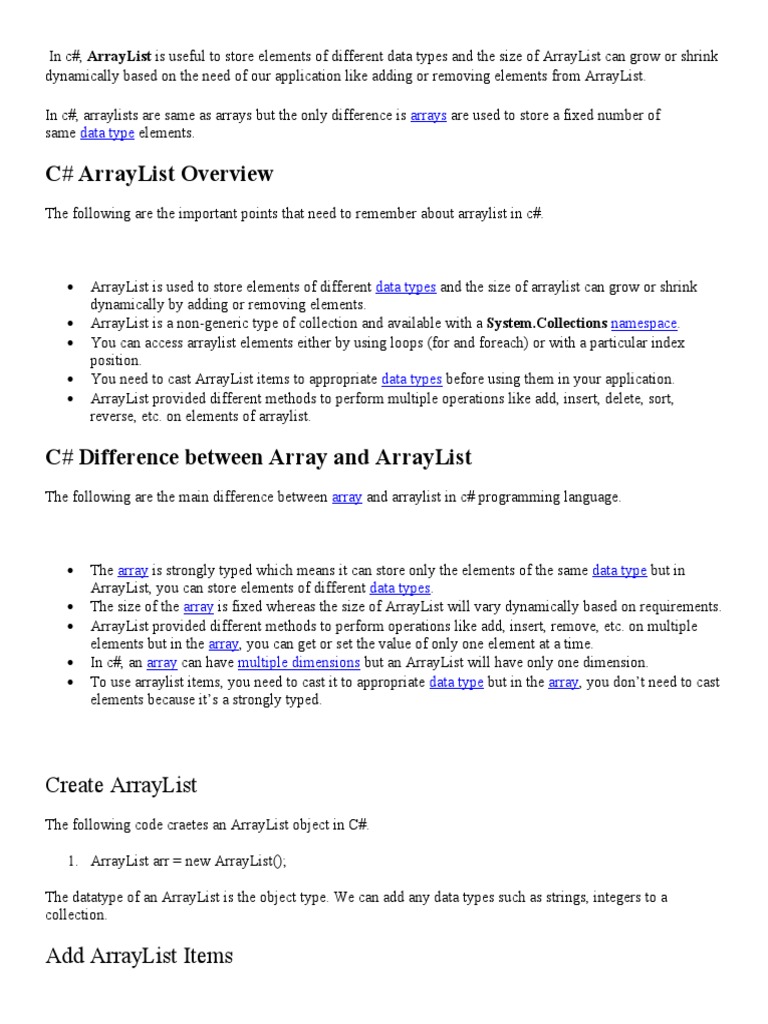 C Arraylist Pdf Array Data Structure C Sharp Programming Language 0490