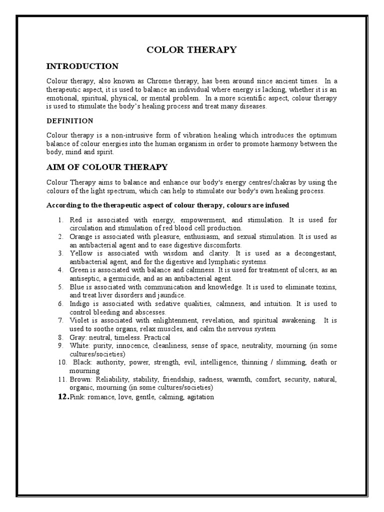 Color Therapy | PDF | Color | Light