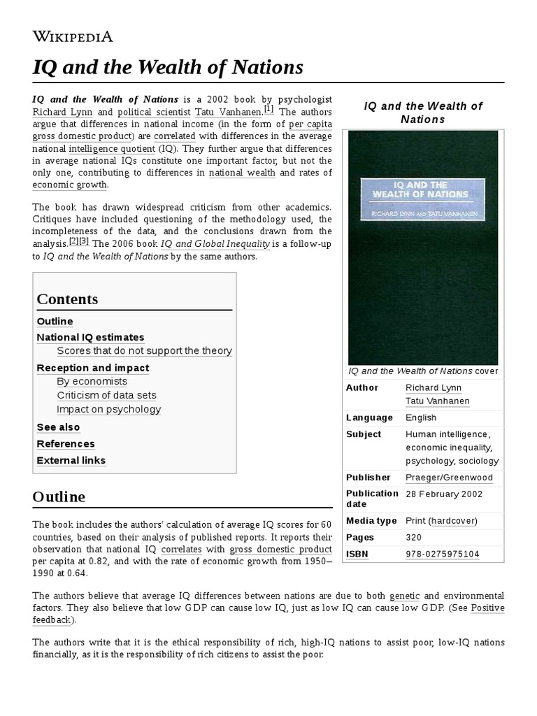 IQ and The Wealth of Nations | PDF | Intelligence | Cognition