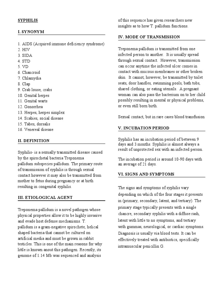 SYPHILIS | Infection | Public Health