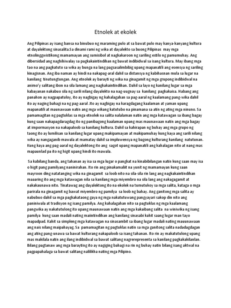 Etnolek at Ekolek | PDF