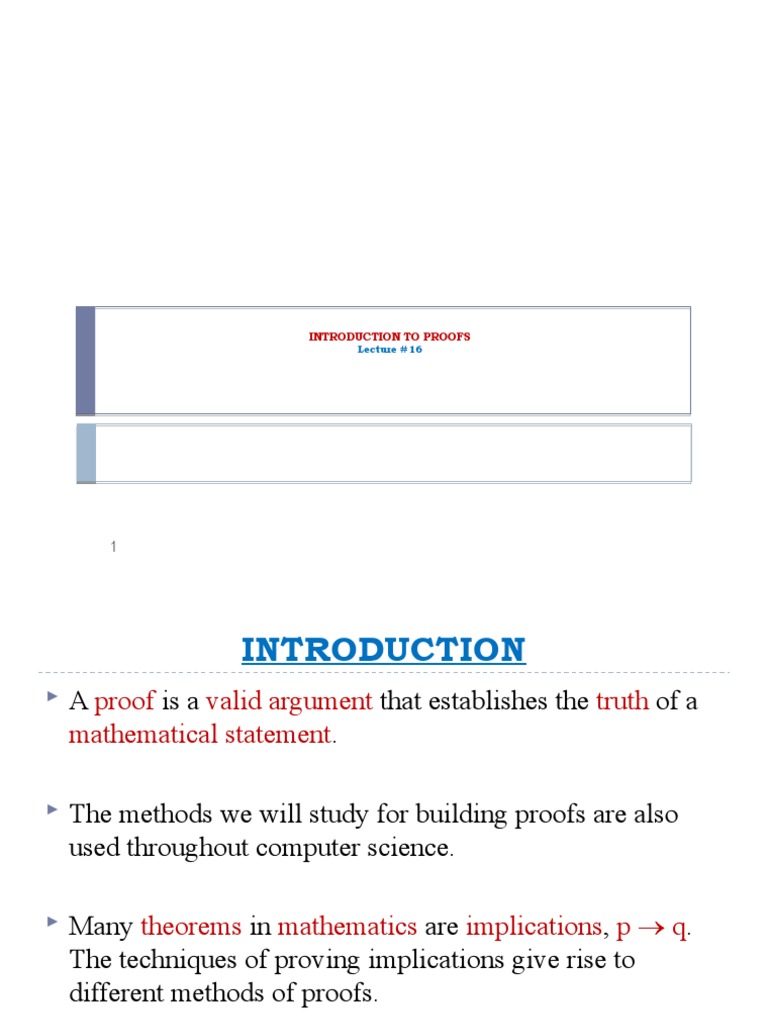 Introduction To Proofs: Lecture # 16 | PDF | Mathematical Proof | Theorem