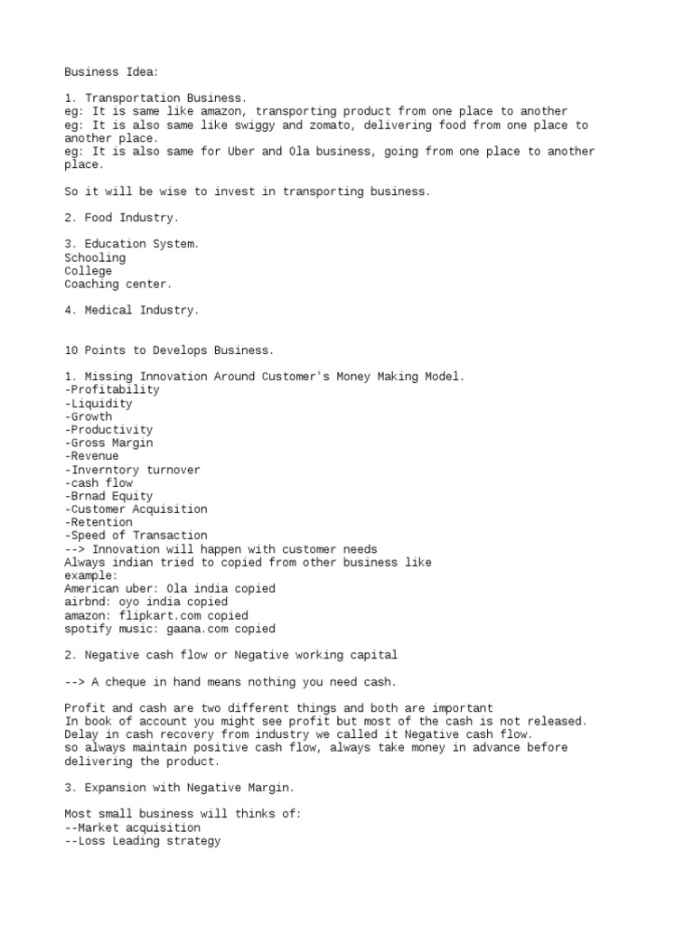 Business Ideas | Download Free PDF | Cash | Economies