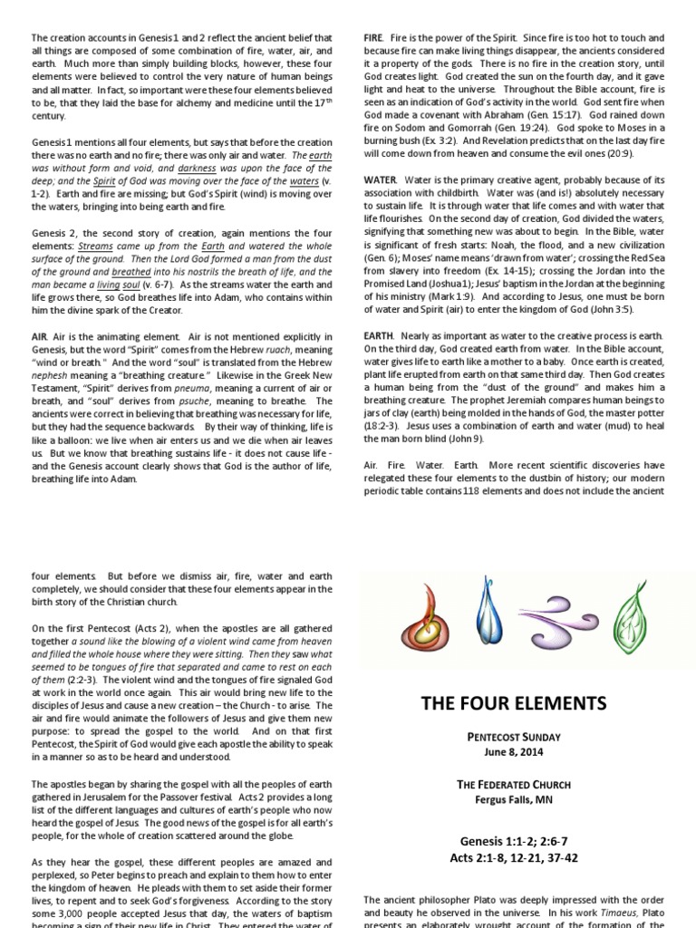 The Four Elements | PDF | Genesis Creation Narrative | Book Of Genesis