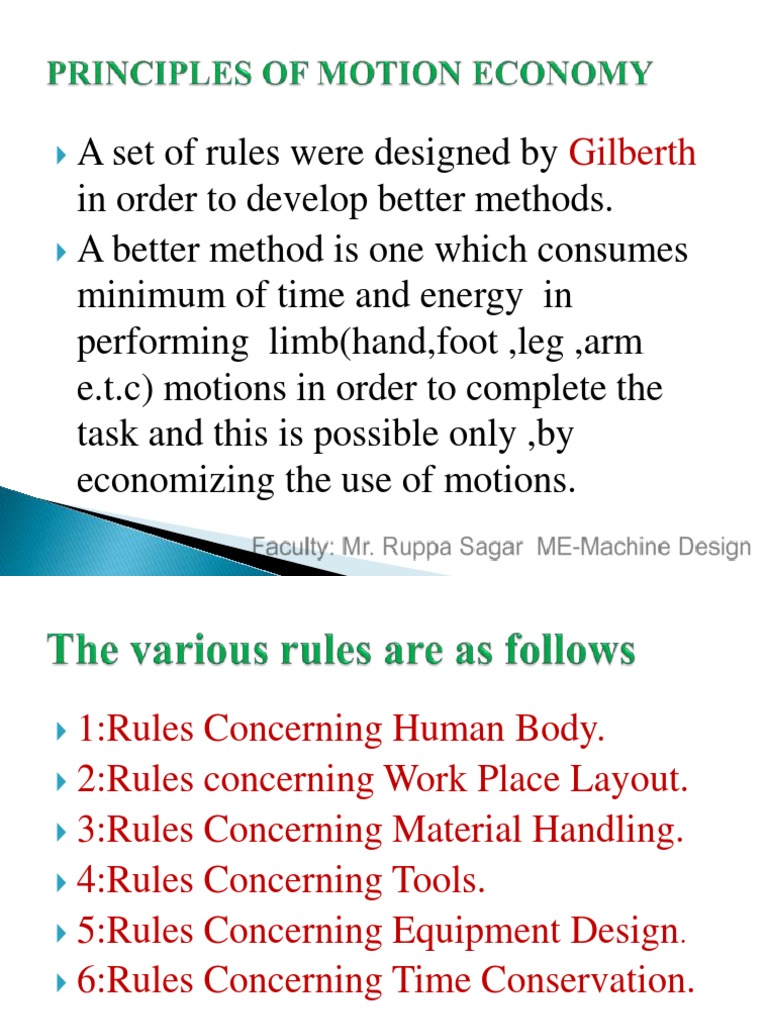 Principles of Motion Economy | PDF | Color | Tools