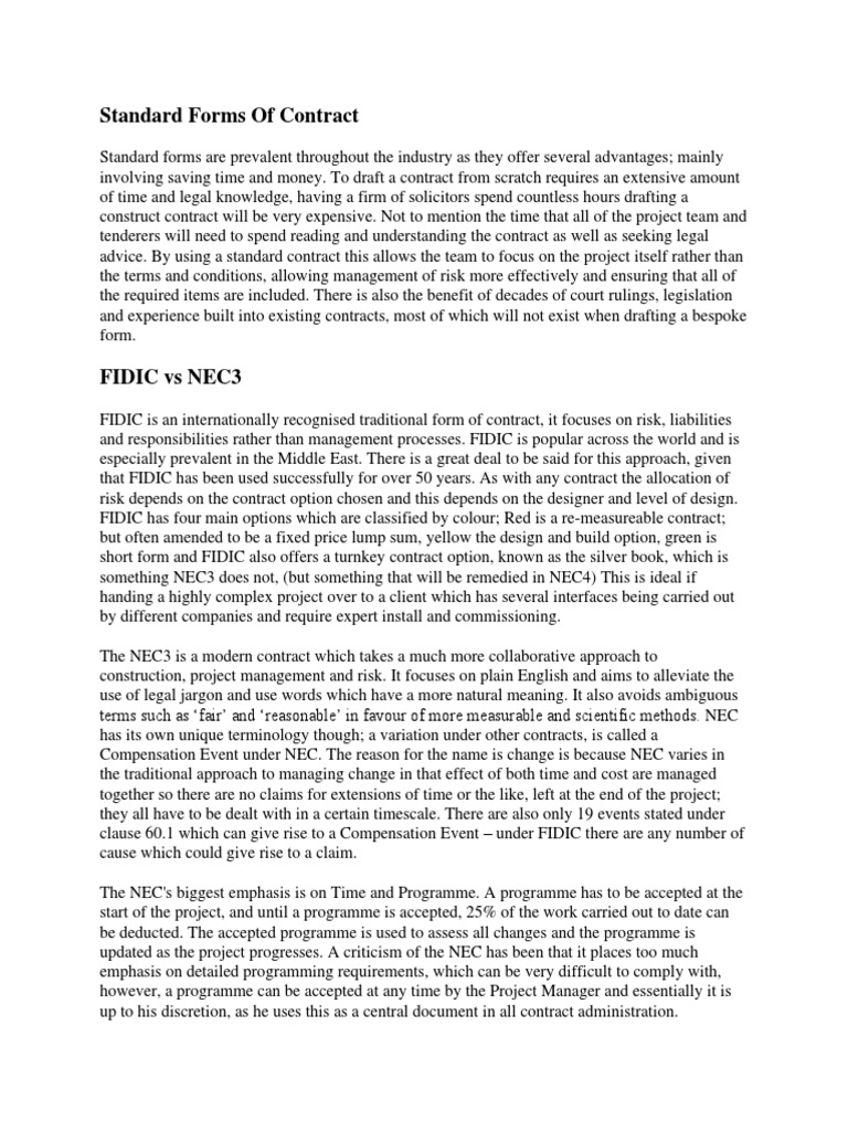 Standard Forms of Contract | PDF | Option (Finance) | Economies