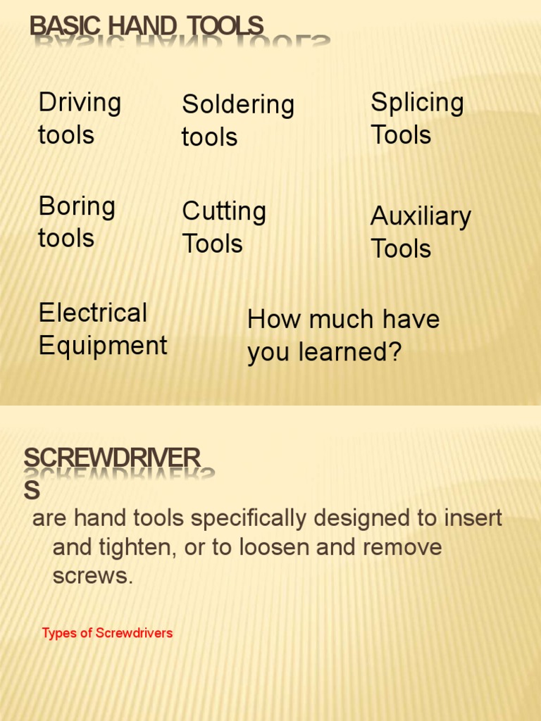 Basic Handtools | PDF | Soldering | Voltage