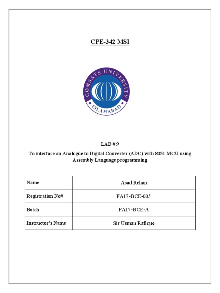 Lab9 Report | PDF | Analog To Digital Converter | Computer Science