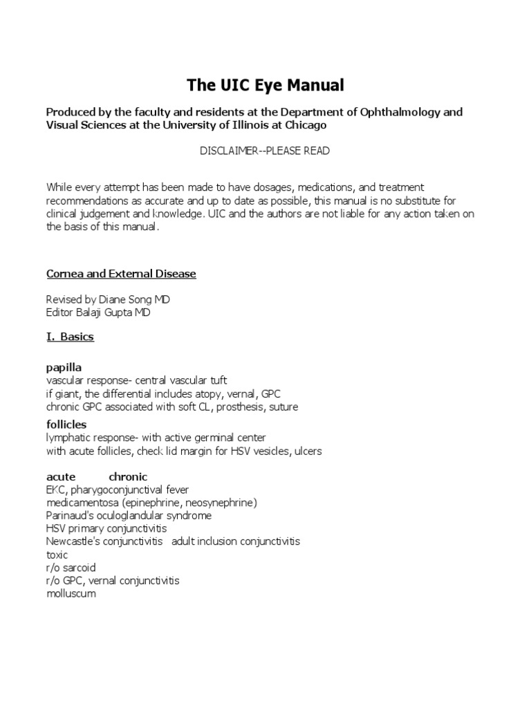 The UIC Eye Manual | PDF | Cornea | Ophthalmology