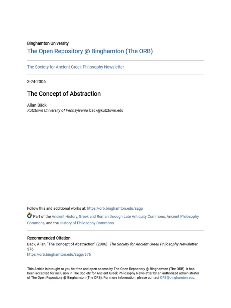 The Concept of Abstraction | PDF | Abstraction | Aristotle