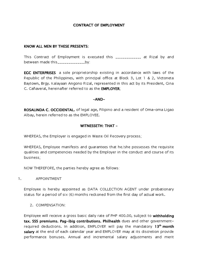 Employee Contract | PDF | Overtime | Employment