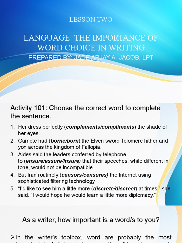 Lesson Two | Download Free PDF | Writers | Word