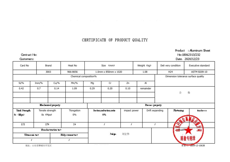 MTC (Mill Test Certificates) | PDF