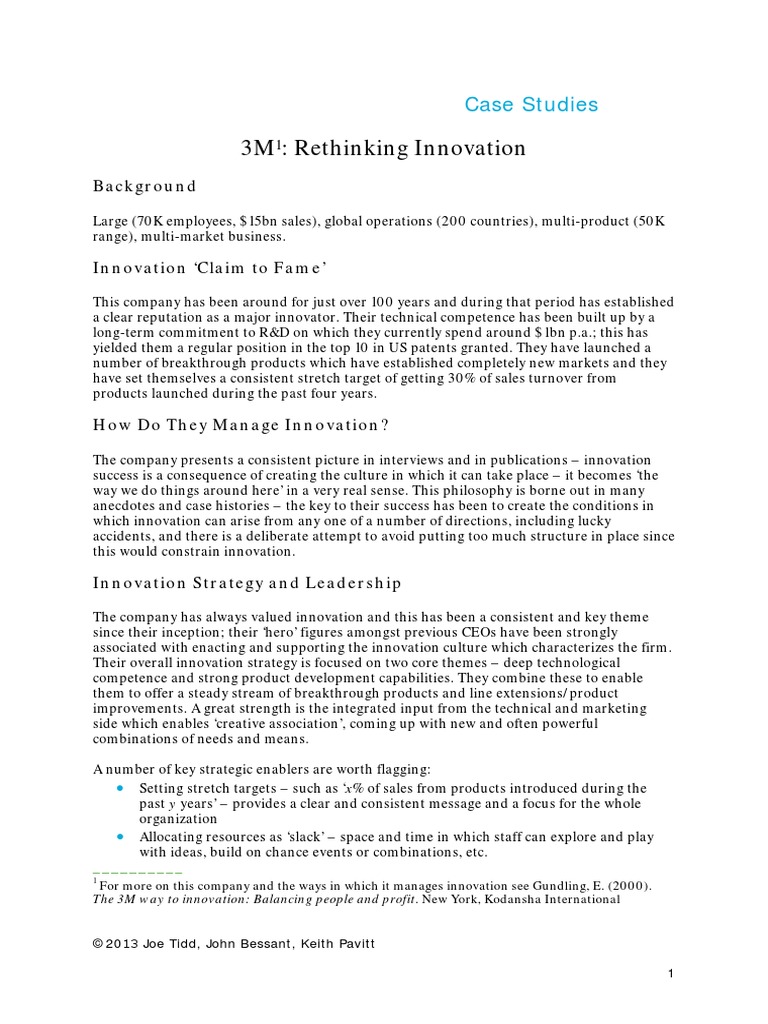 3M: Rethinking Innovation: Case Studies | PDF | Innovation | Business