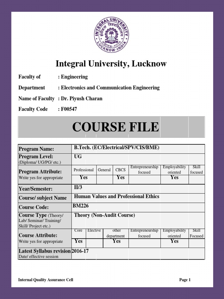 Course File BM226 | Download Free PDF | Course Credit | Engineering