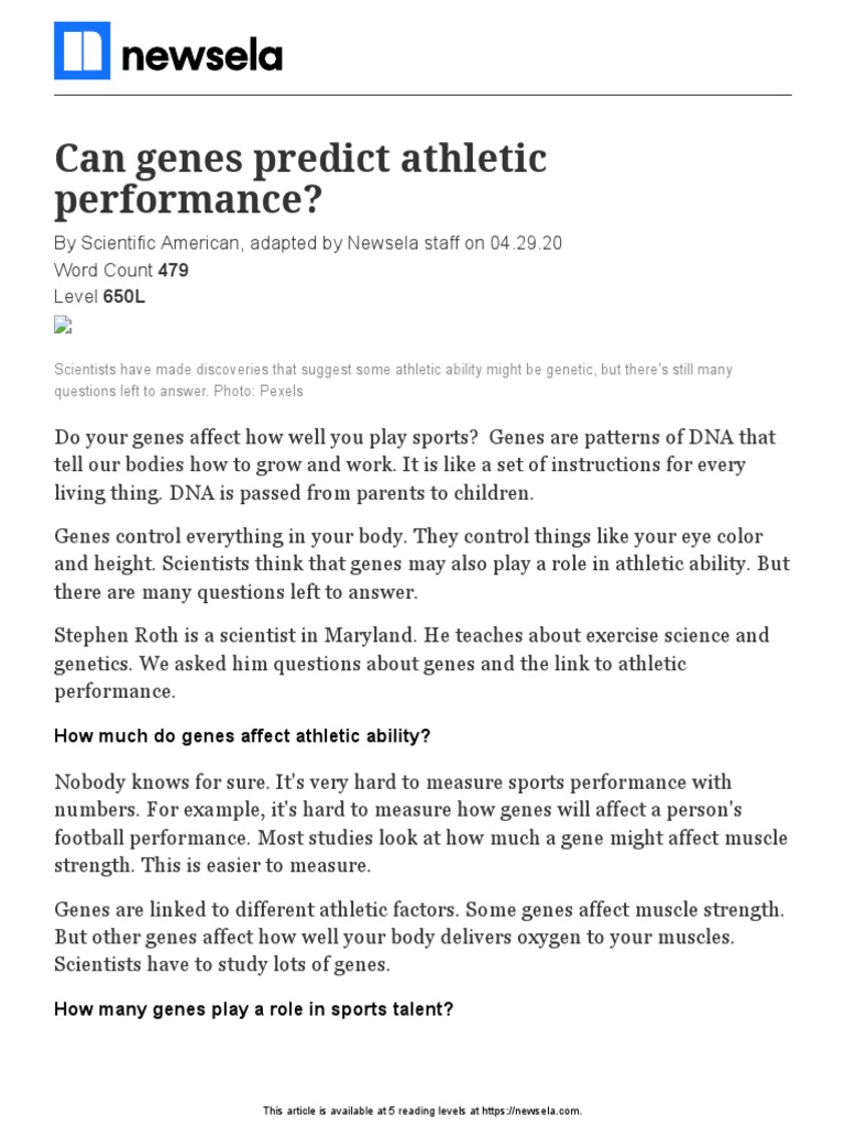 Can Genes Predict Athletic Performance? | PDF | Gene | Genetics