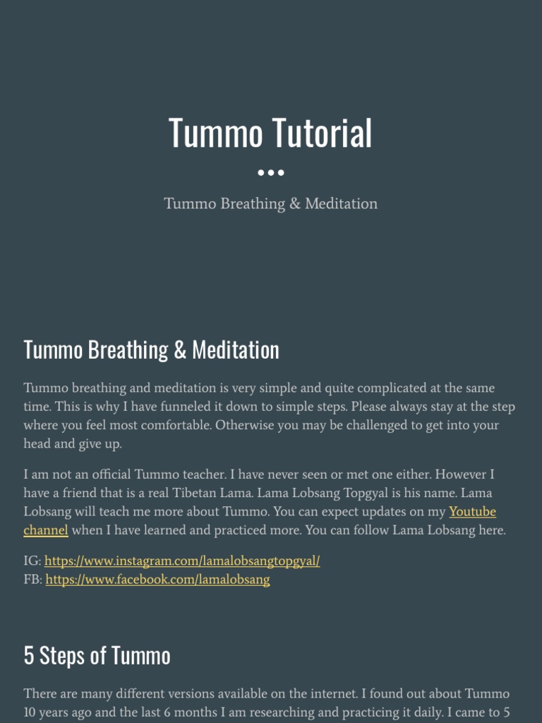 Tummo Breathing: A Step-by-Step Guide | PDF | Breathing | Thorax