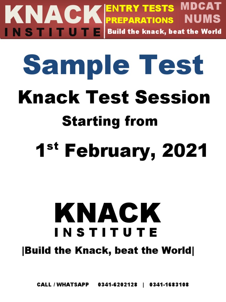 Knack Institute Sample Test Pdf Enzyme Enzyme Inhibitor 