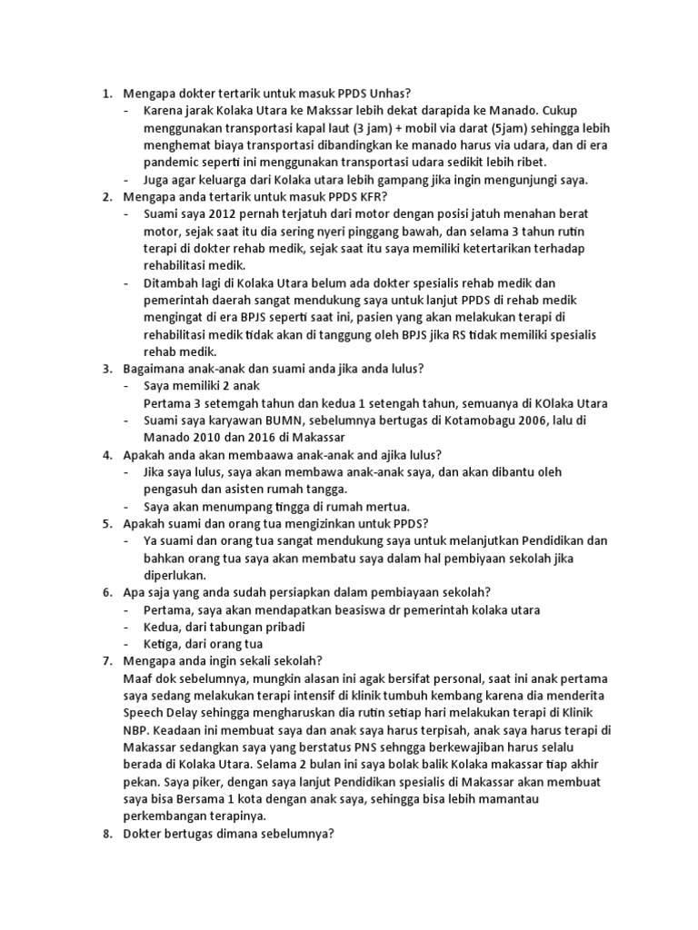 Alasan Dokter Memilih PPDS Unhas dan KFR | PDF
