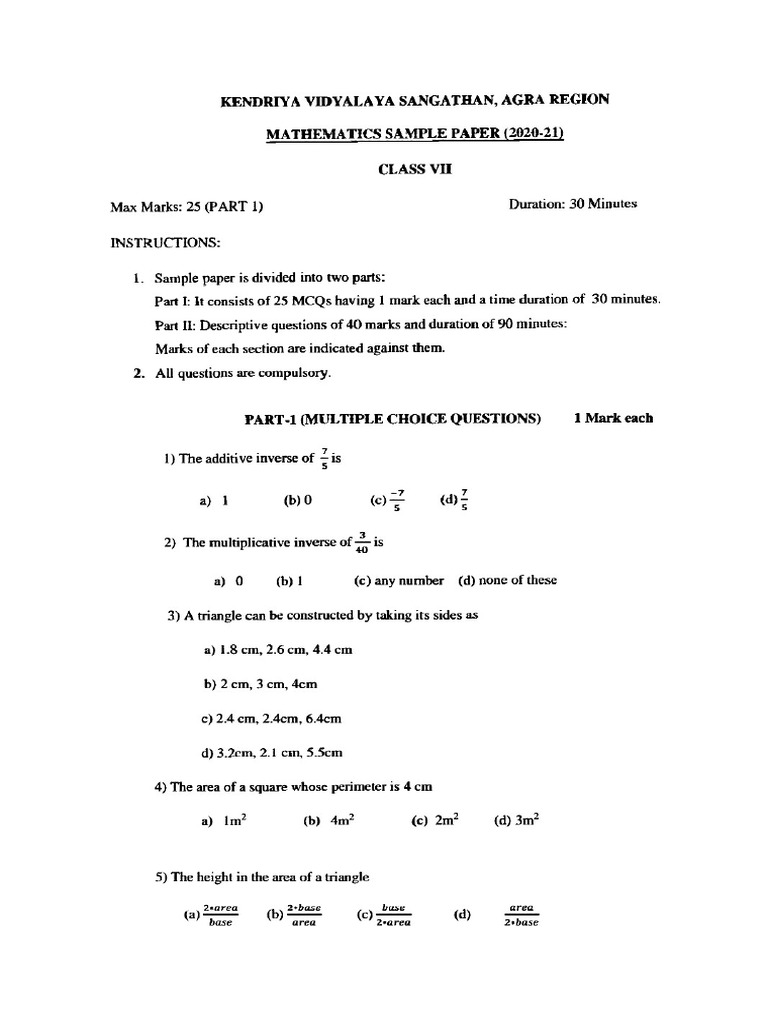 Maths Question and Answer Paper | PDF